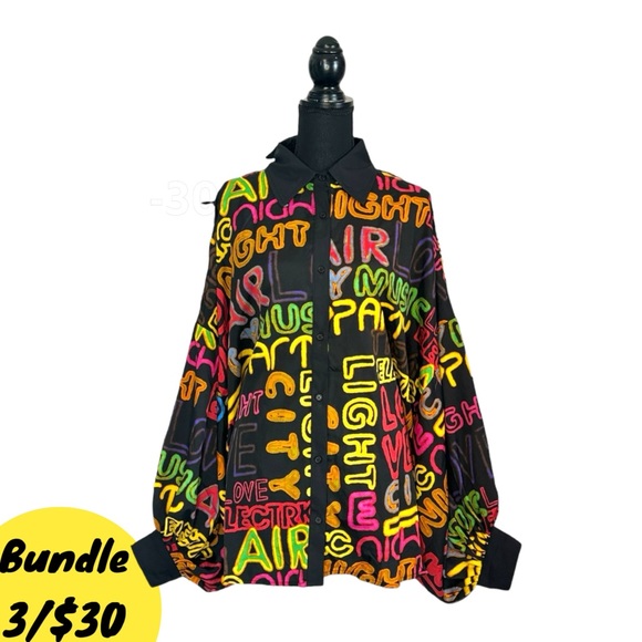 Live 4 Truth | Tops | Live 4 The Truth Button Down Long Sleeve Graffiti Graphic Puffy Winged ...